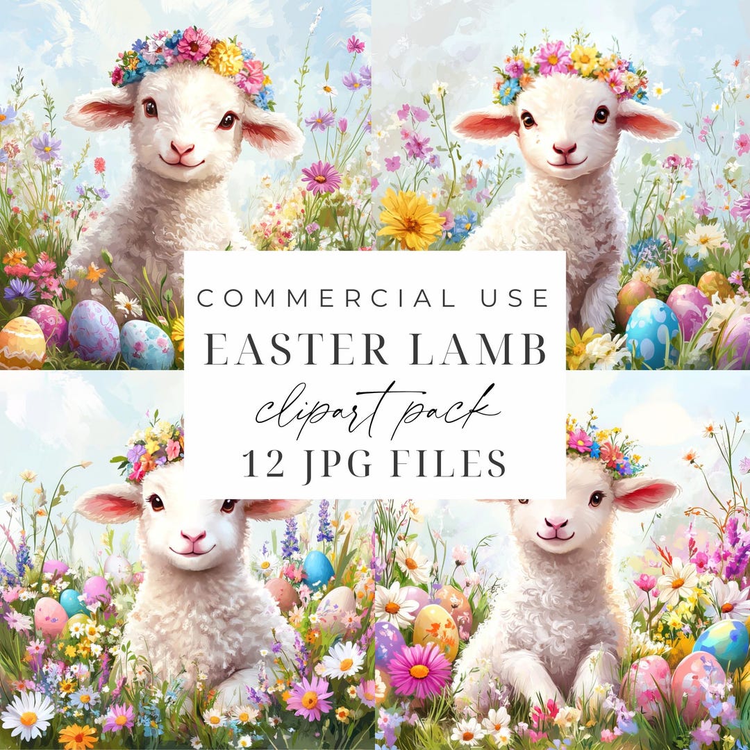 Watercolor Spring Easter Lamb Clipart Easter Clipart JPG Sprint Nursery ...