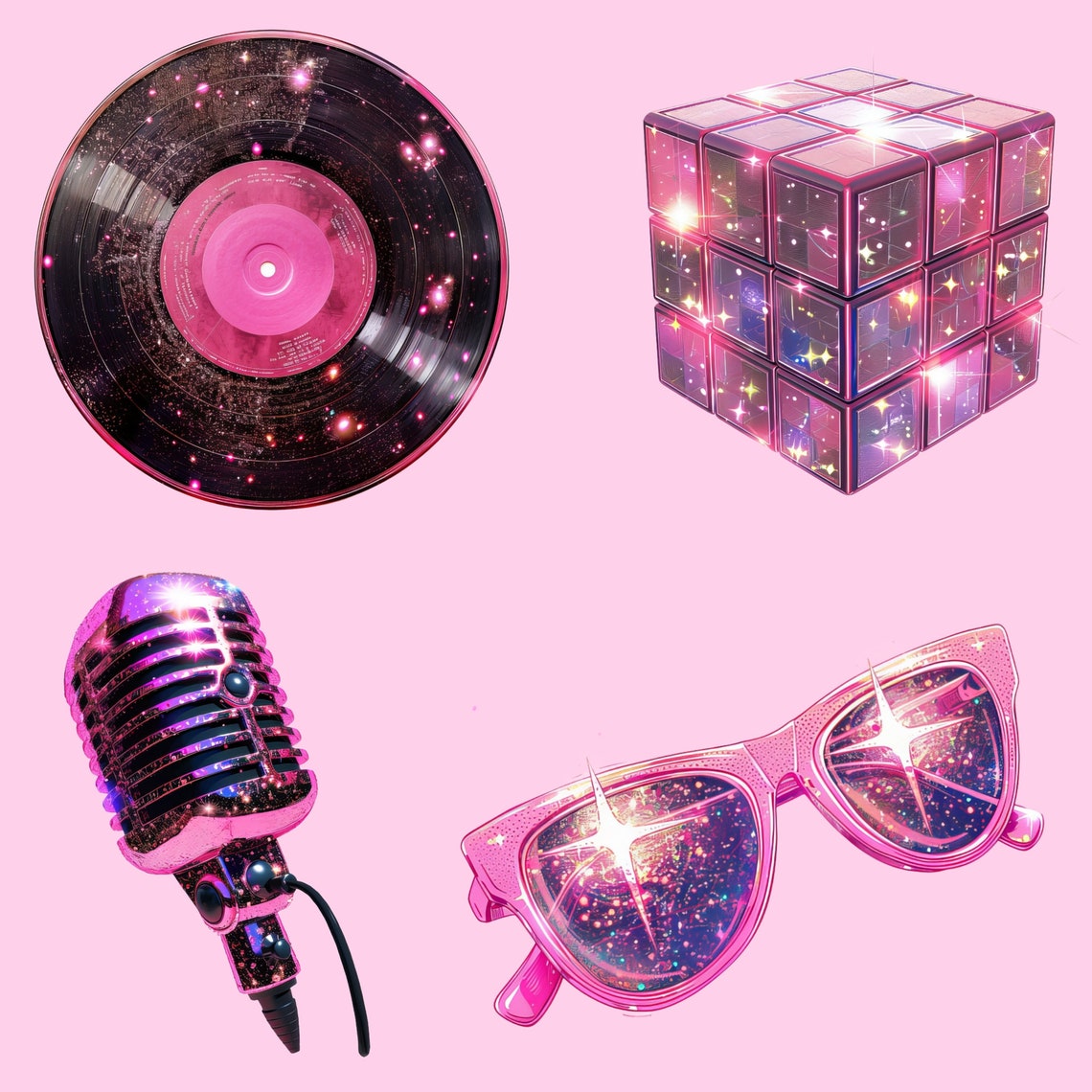 80's Retro Clipart Set 80's Neon Clipart Digital Download Disco Clipart ...