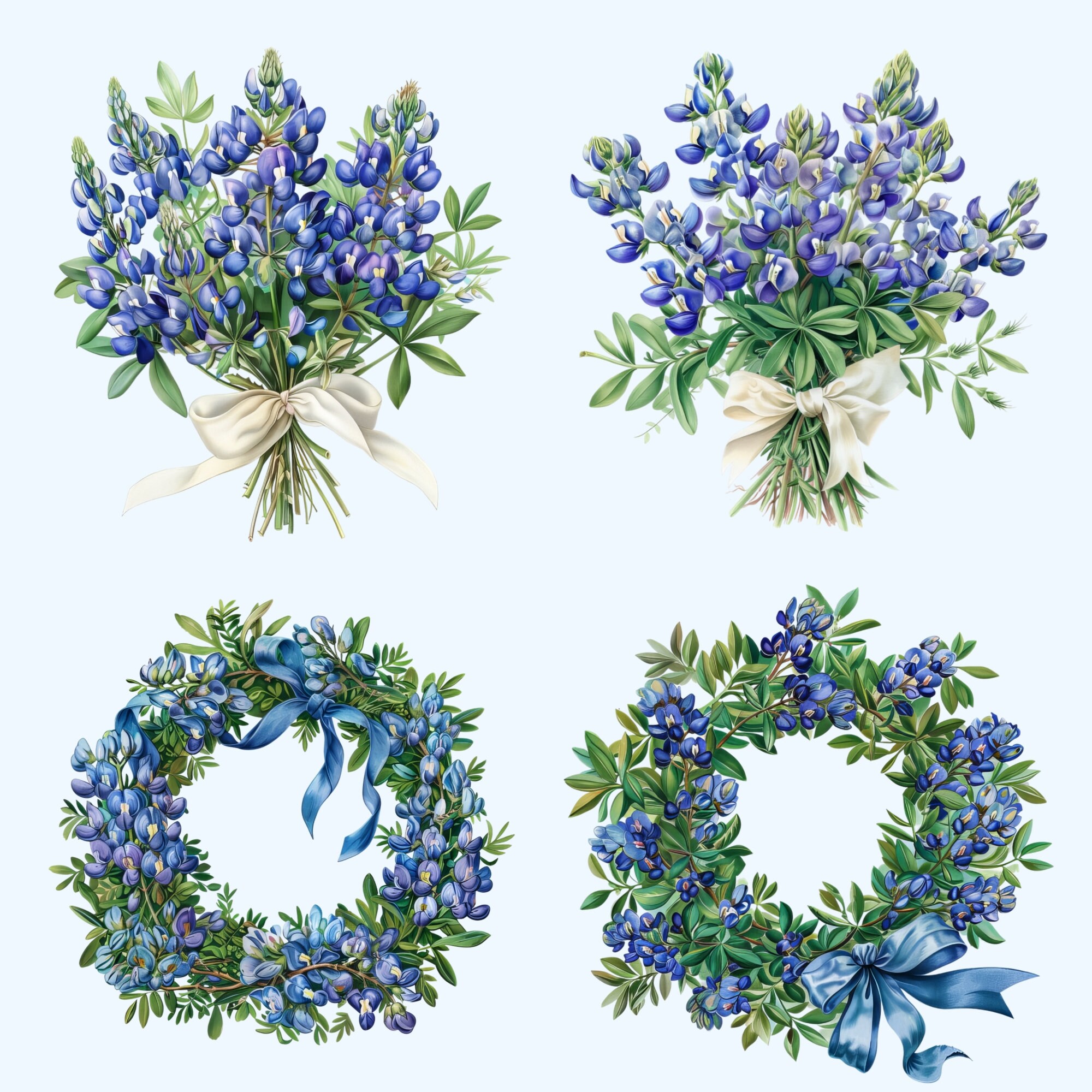 Bluebonnet Clipart Bundle PNG Watercolor Bluebonnet Clip Art Set Blue ...
