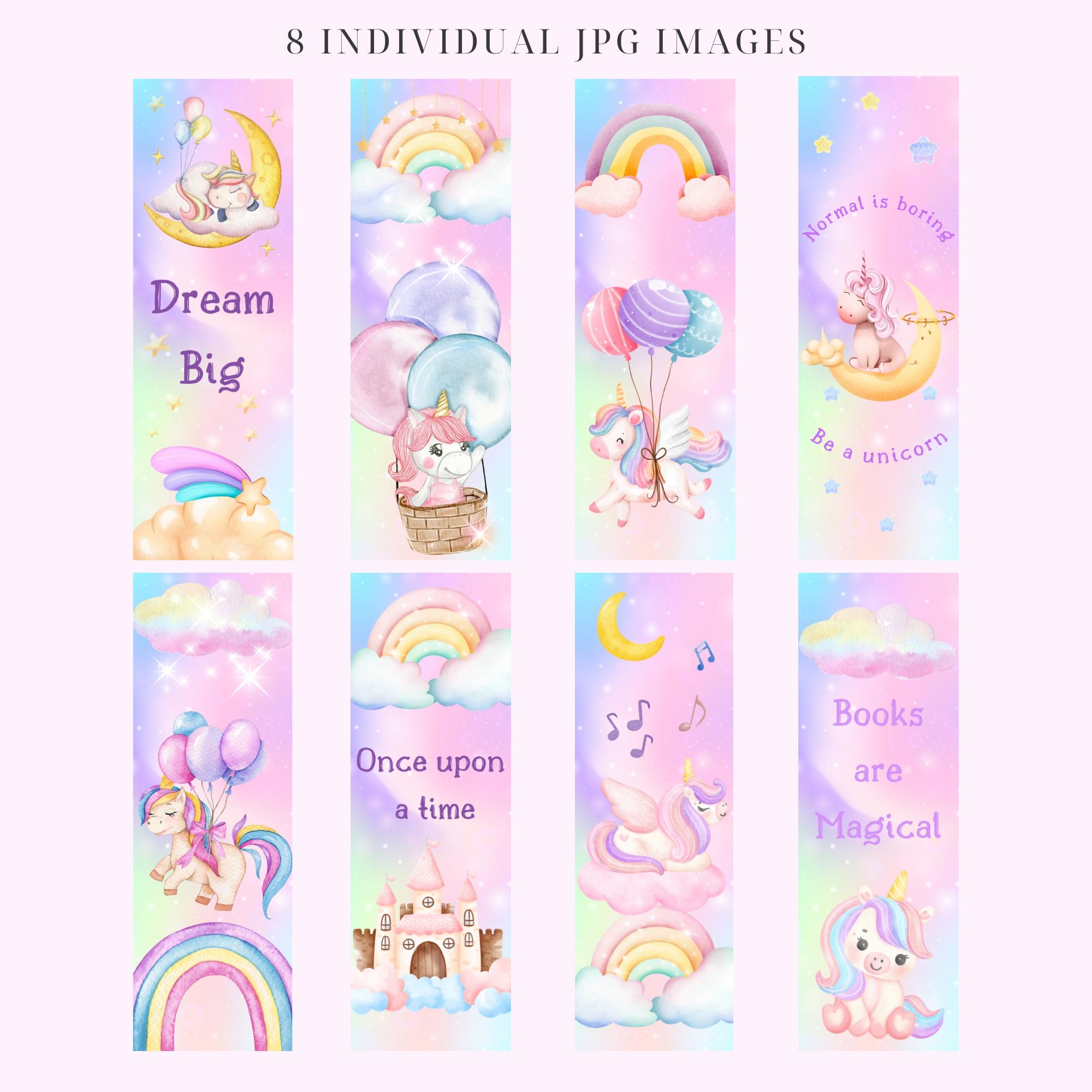 Cute Printable Unicorn Bookmarks Digital Download JPG Kids Bookmarks ...