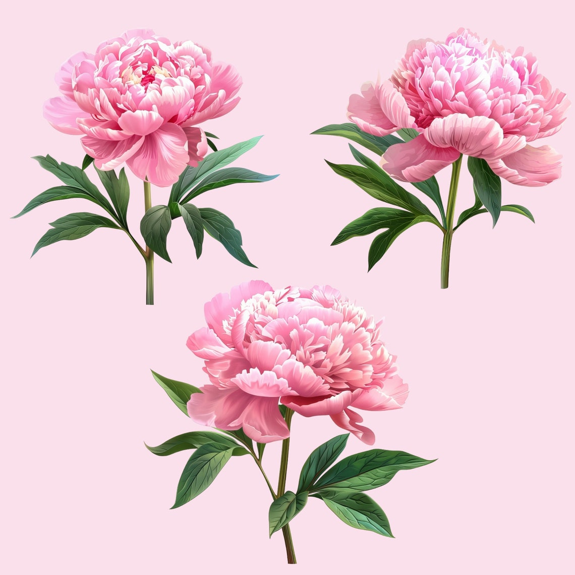 Pink Peonies Clipart Set Peony Clip Art Watercolor Floral Peony PNG ...