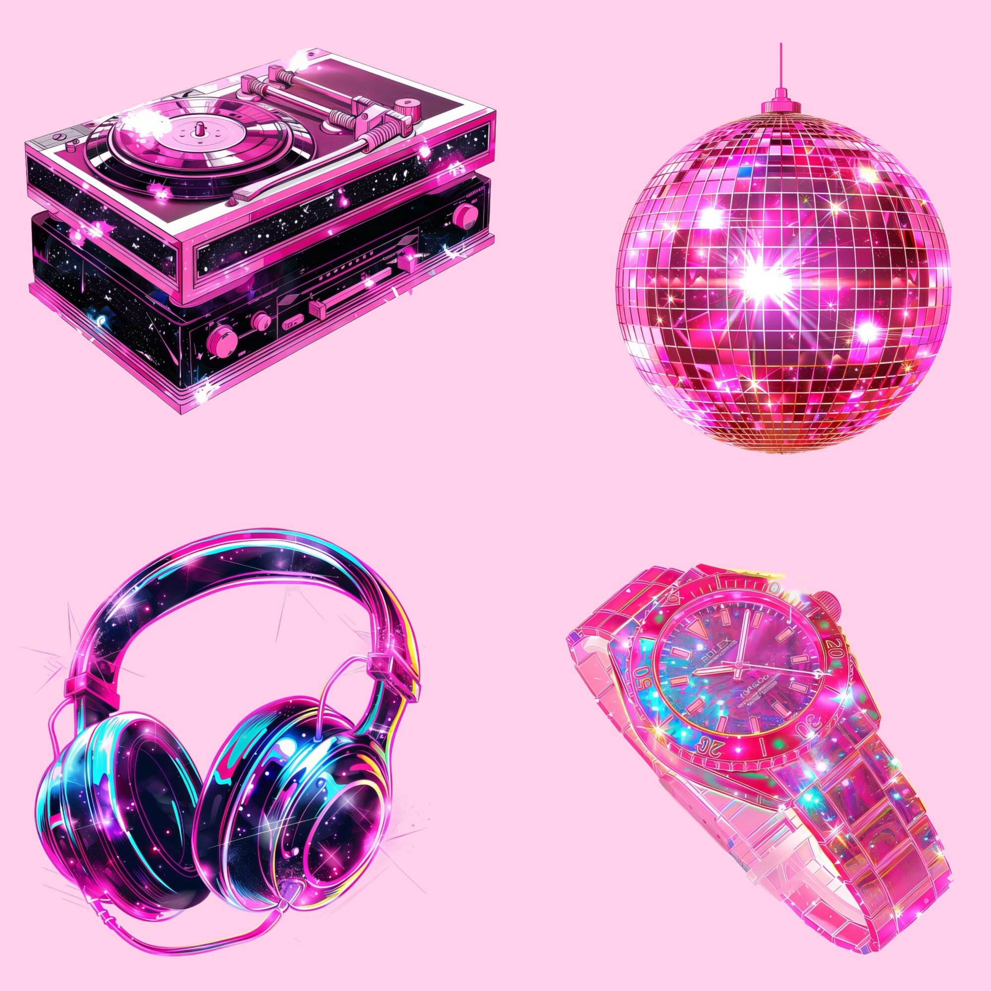 80's Retro Clipart Set 80's Neon Clipart Digital Download Disco Clipart ...