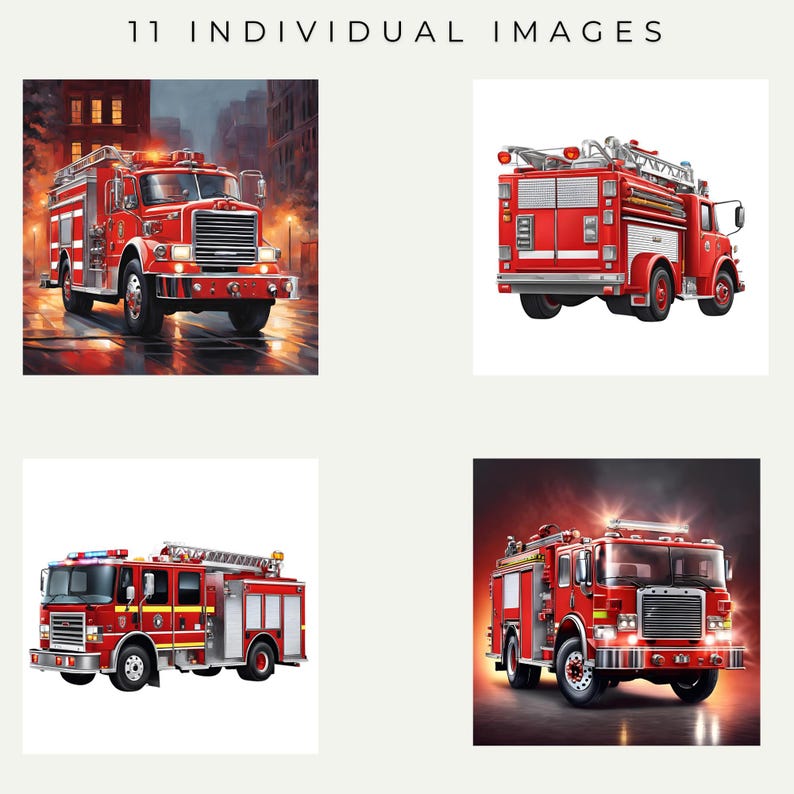 Fire Truck Clipart Set Firefighters Clipart Jpgs Fire Engine Emergency ...
