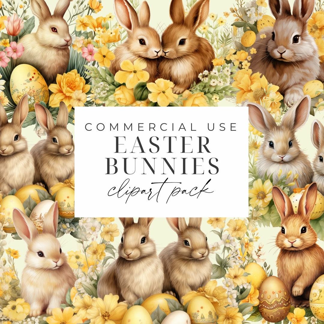 Easter Bunny Clipart PNG, Baby Bunnies Spring Clipart, Easter Egg ...