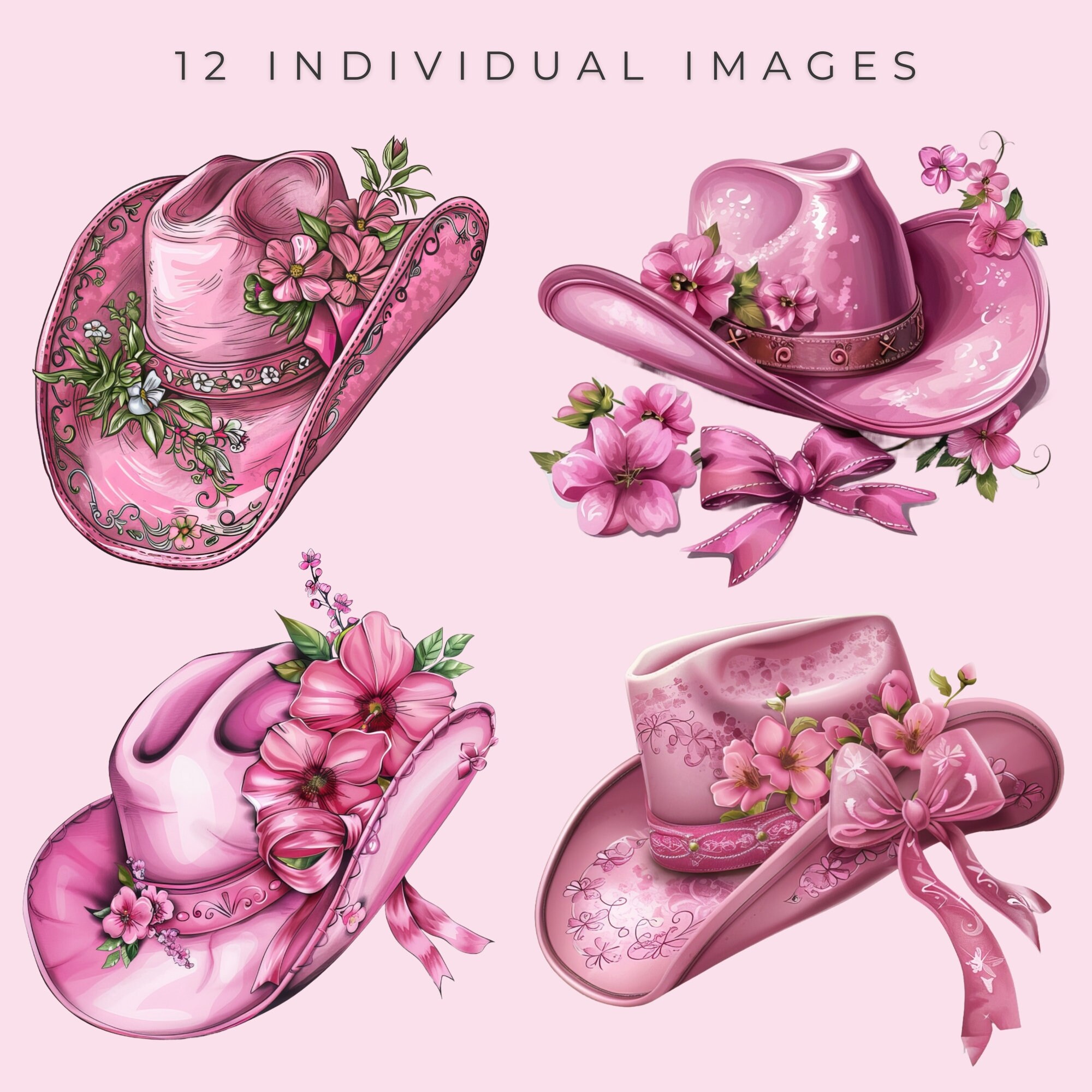 Pink Cowgirl Clipart Pink Western Clipart Bundle Bundle Watercolor ...