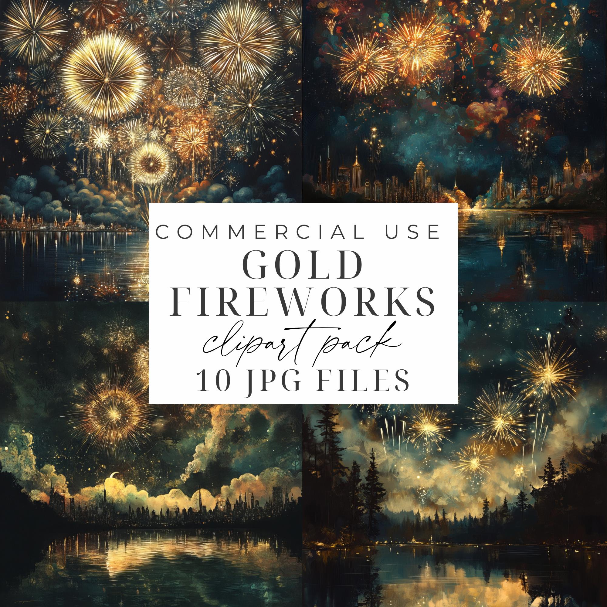 Fireworks Clipart New Years Eve Clipart JPG Gold Celebration Fireworks ...