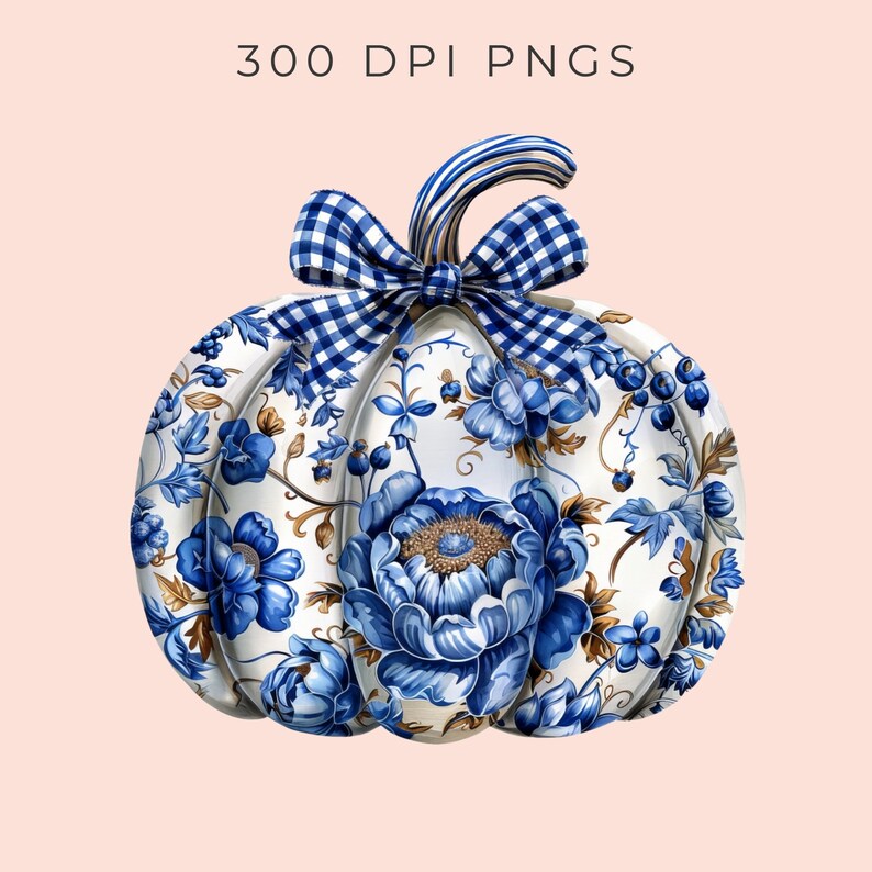 Blue Floral Coquette Pumpkin Clipart Blue Pumpkin Clip Art Autumn ...
