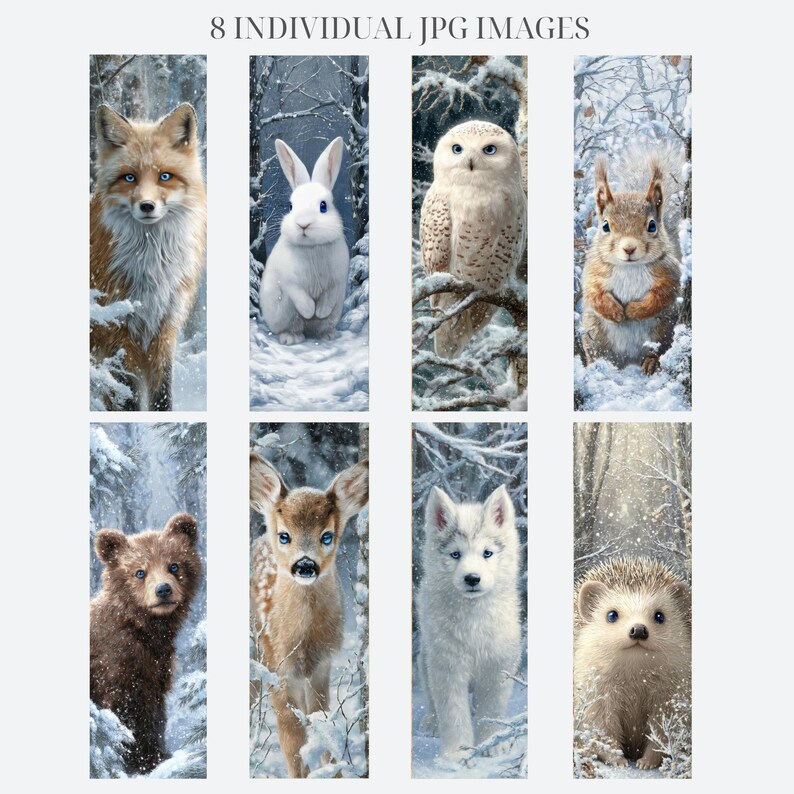 Winter Animals Bookmarks Printable Snowy Winter Forest Bookmarks ...