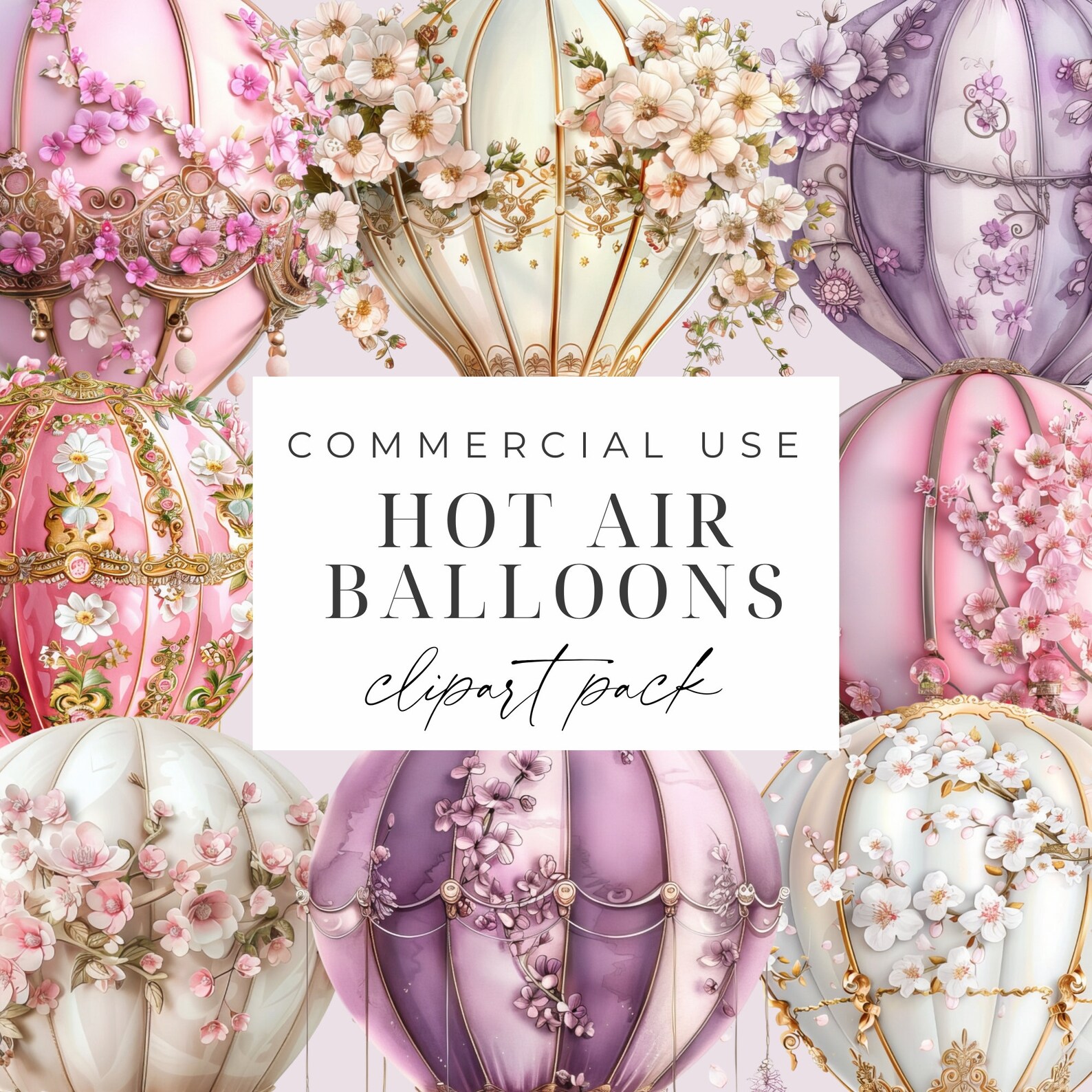 Hot Air Balloon Clipart Blush Pink Hot Air Balloons Balloon Clipart ...