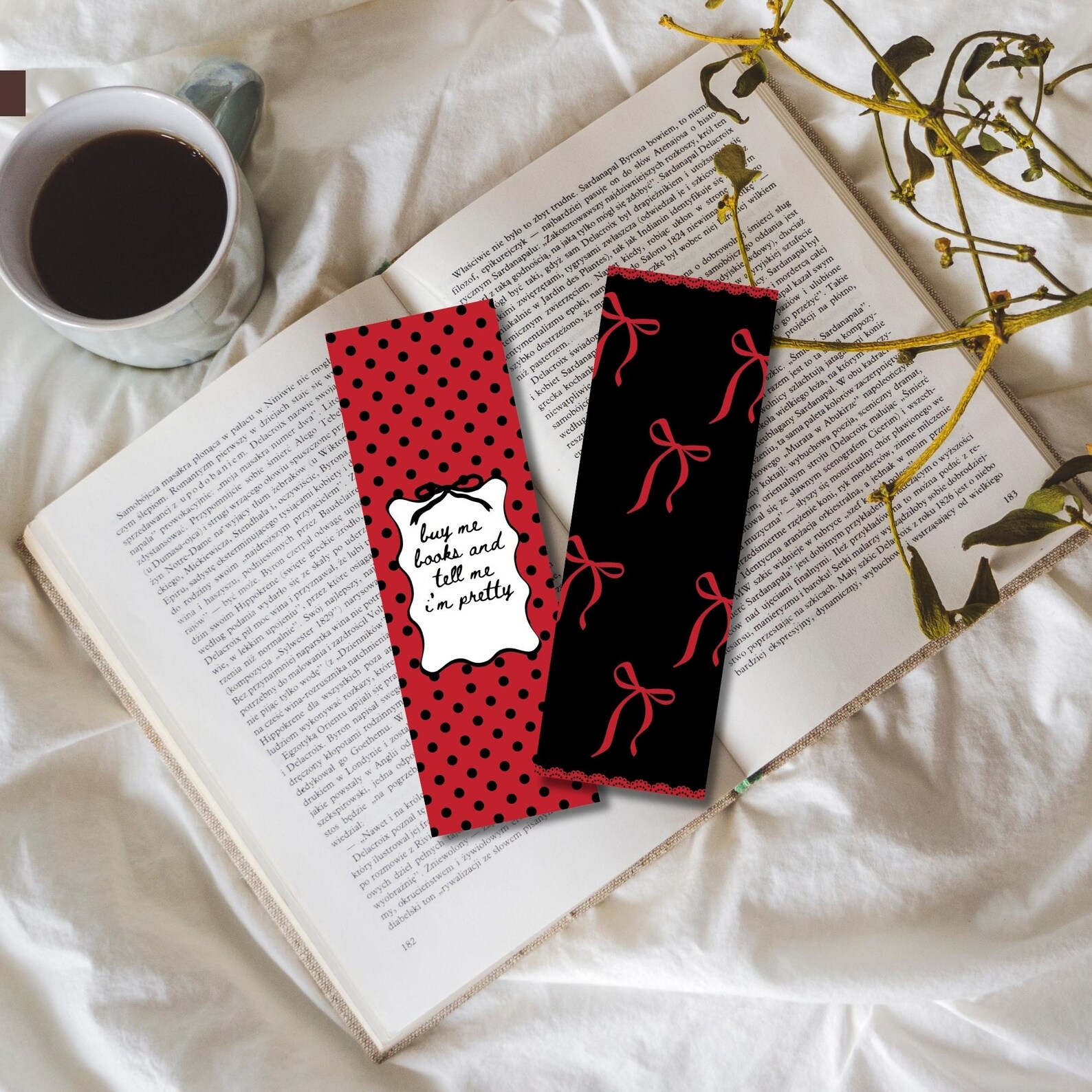 Set of Coquette Printable Bookmarks Cute Red and Black Bookmarks ...