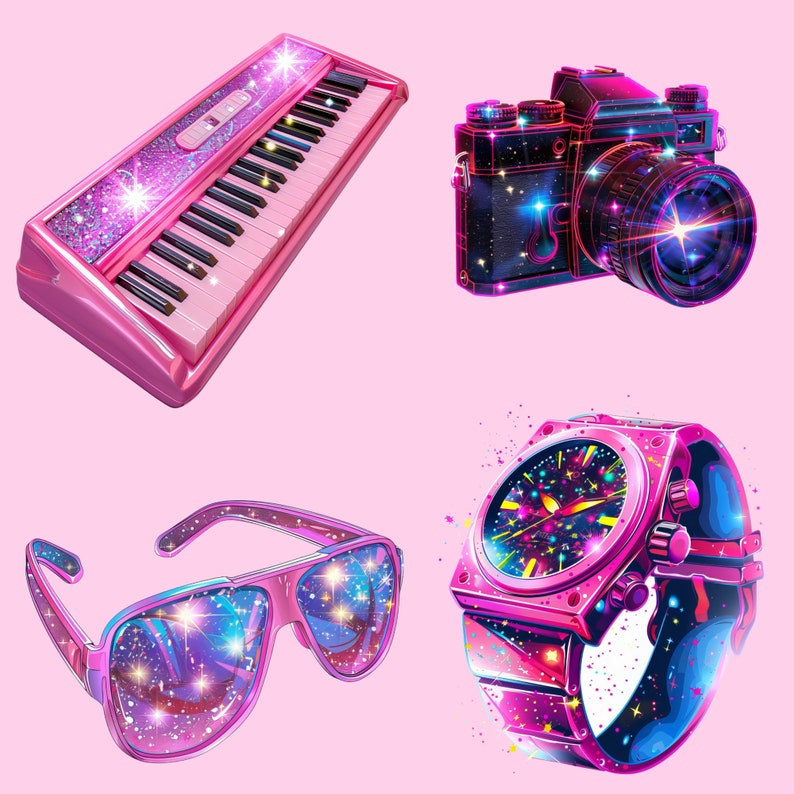 80's Retro Clipart Set 80's Neon Clipart Digital Download Disco Clipart ...