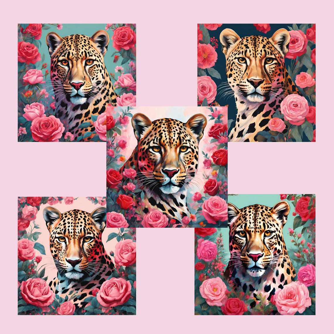 Floral Leopard Clipart Watercolor Leopard Clipart Jpgs High Qaulity ...