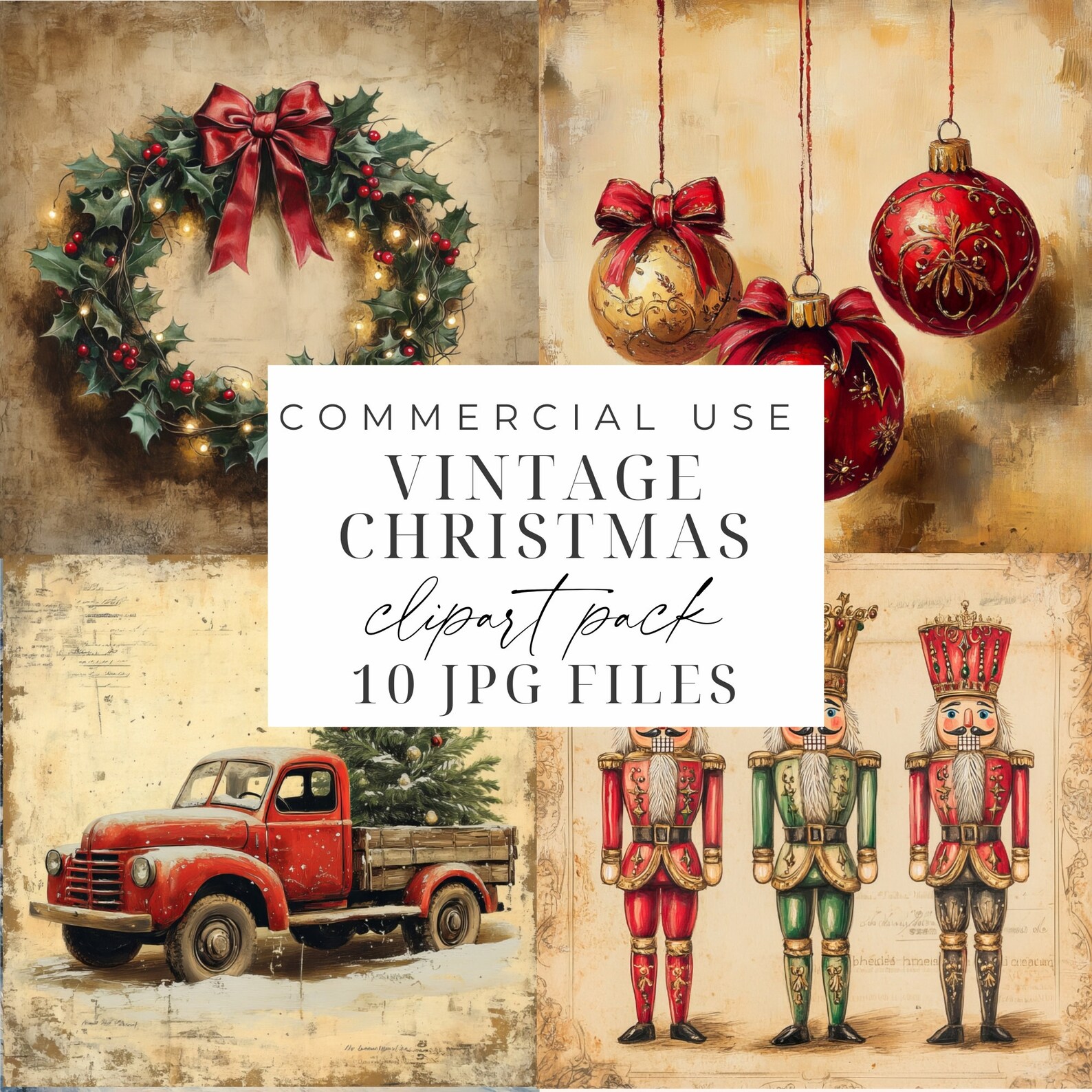 Vintage Christmas Printable Clipart JPG Old Fashioned Christmas ...