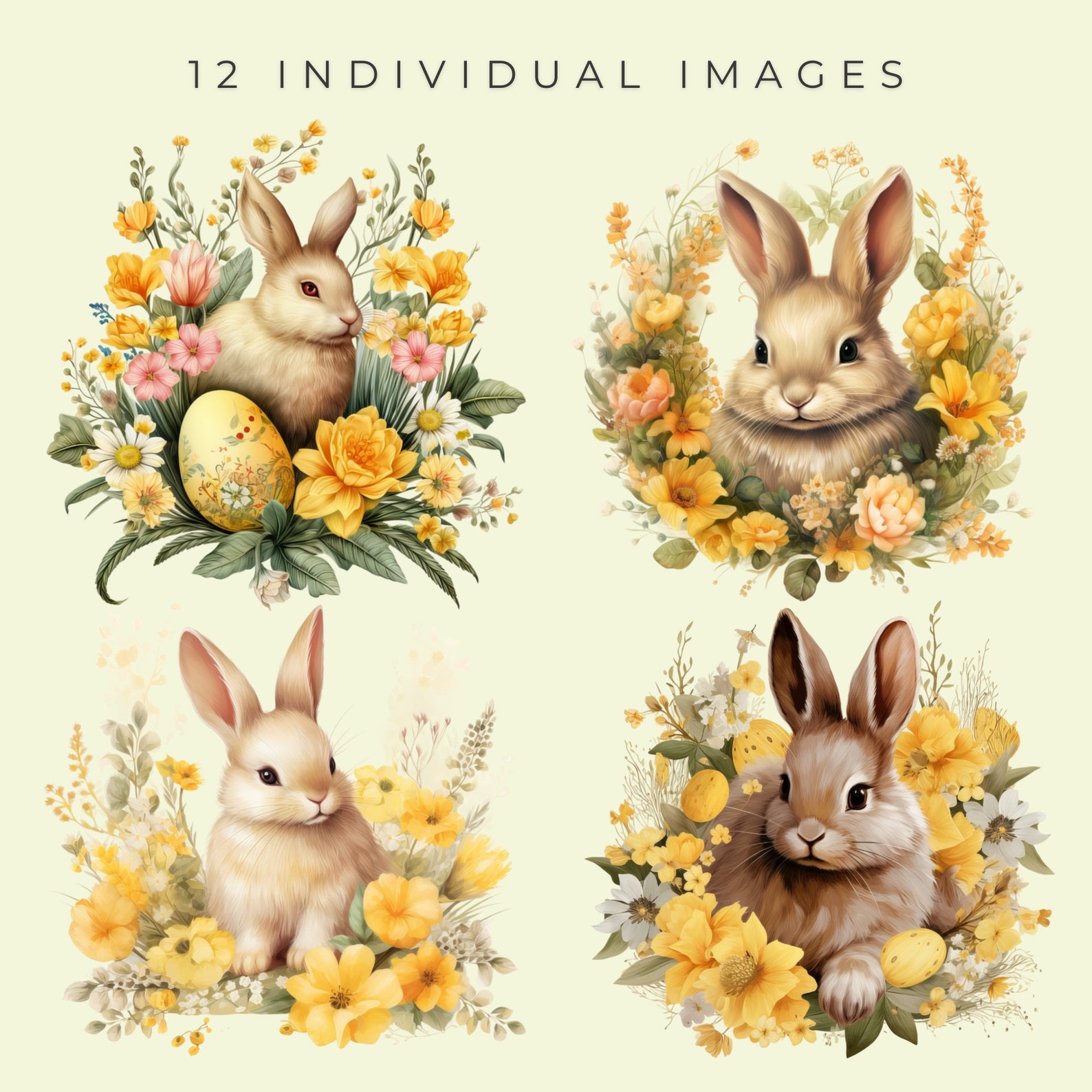 Easter Bunny Clipart PNG, Baby Bunnies Spring Clipart, Easter Egg ...