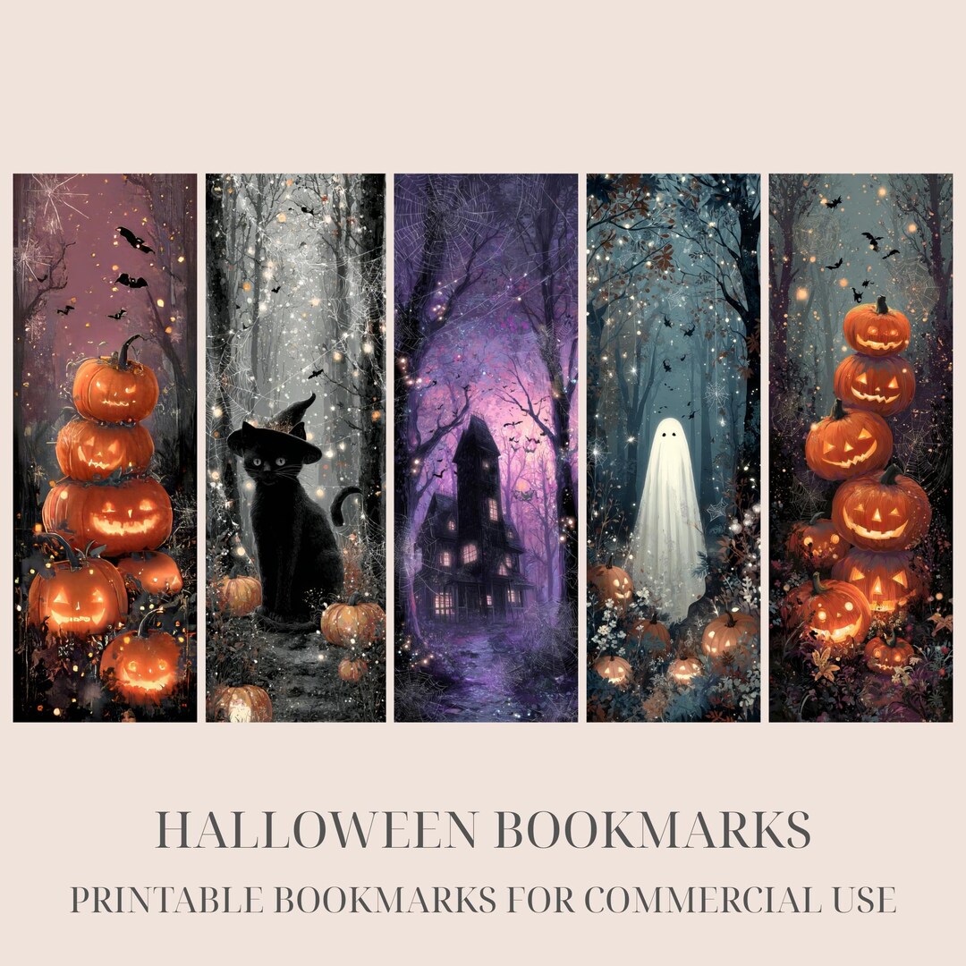 Halloween Printable Bookmarks Spooky Bookmarks Digital Download Ghost ...