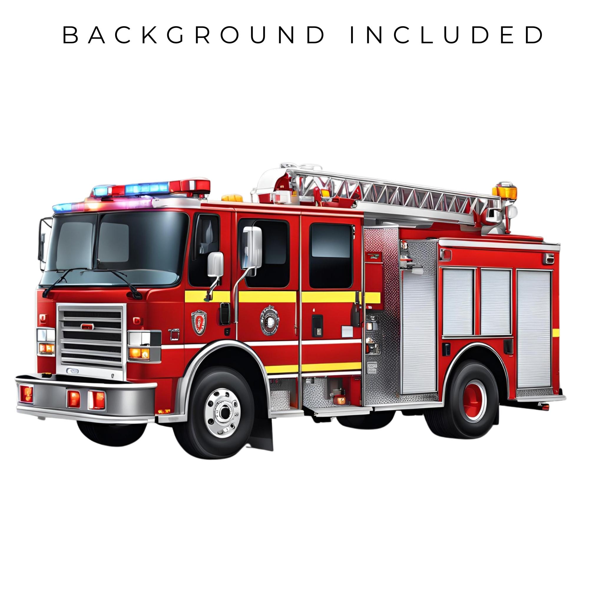 Fire Truck Clipart Set Firefighters Clipart Jpgs Fire Engine Emergency ...