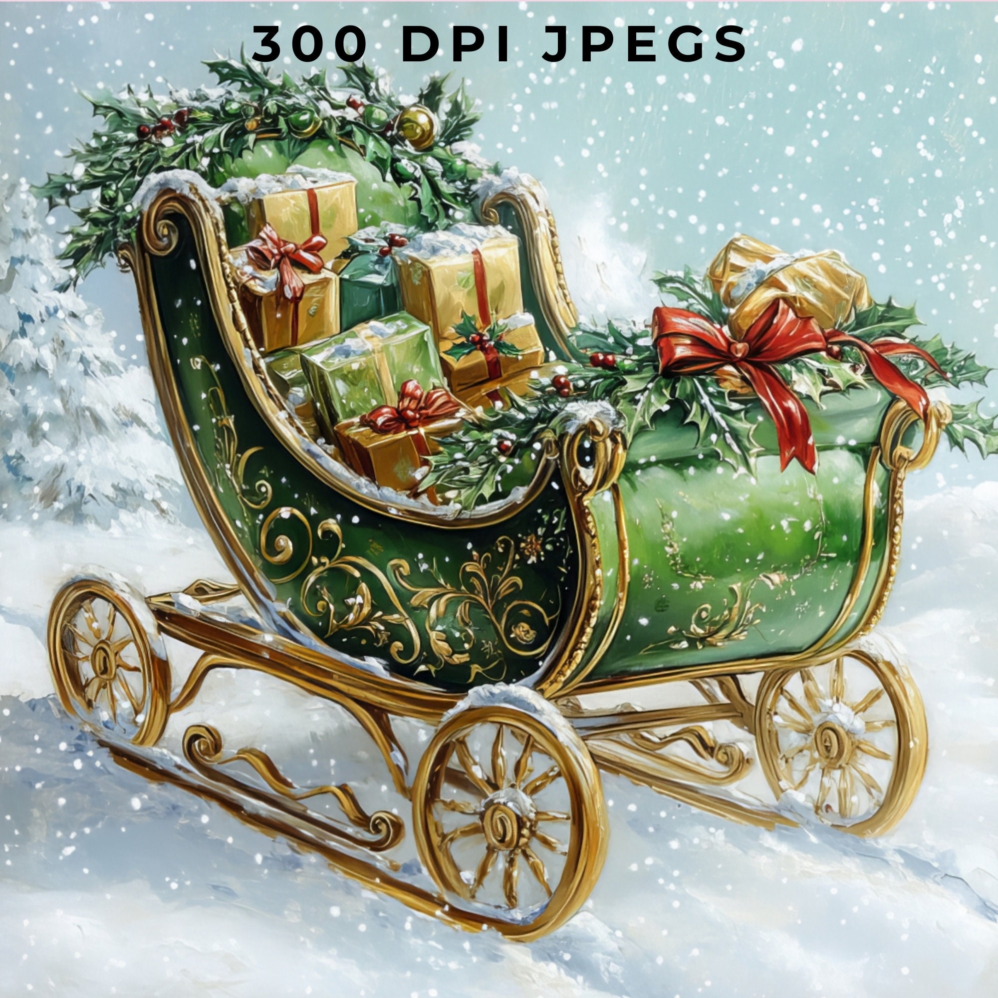 Christmas Sleigh Clipart Santa Sleigh Clipart Jpgs Traditional ...