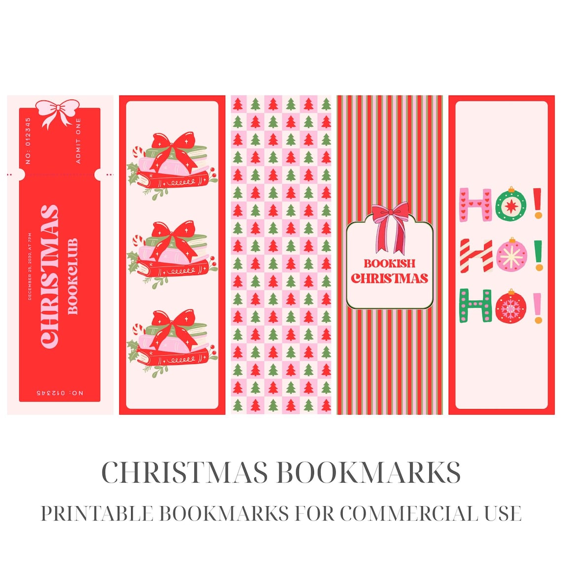 Cute Christmas Printable Bookmarks Pink Christmas Bookmarks Digital ...