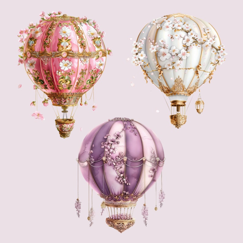 Hot Air Balloon Clipart Blush Pink Hot Air Balloons Balloon Clipart ...
