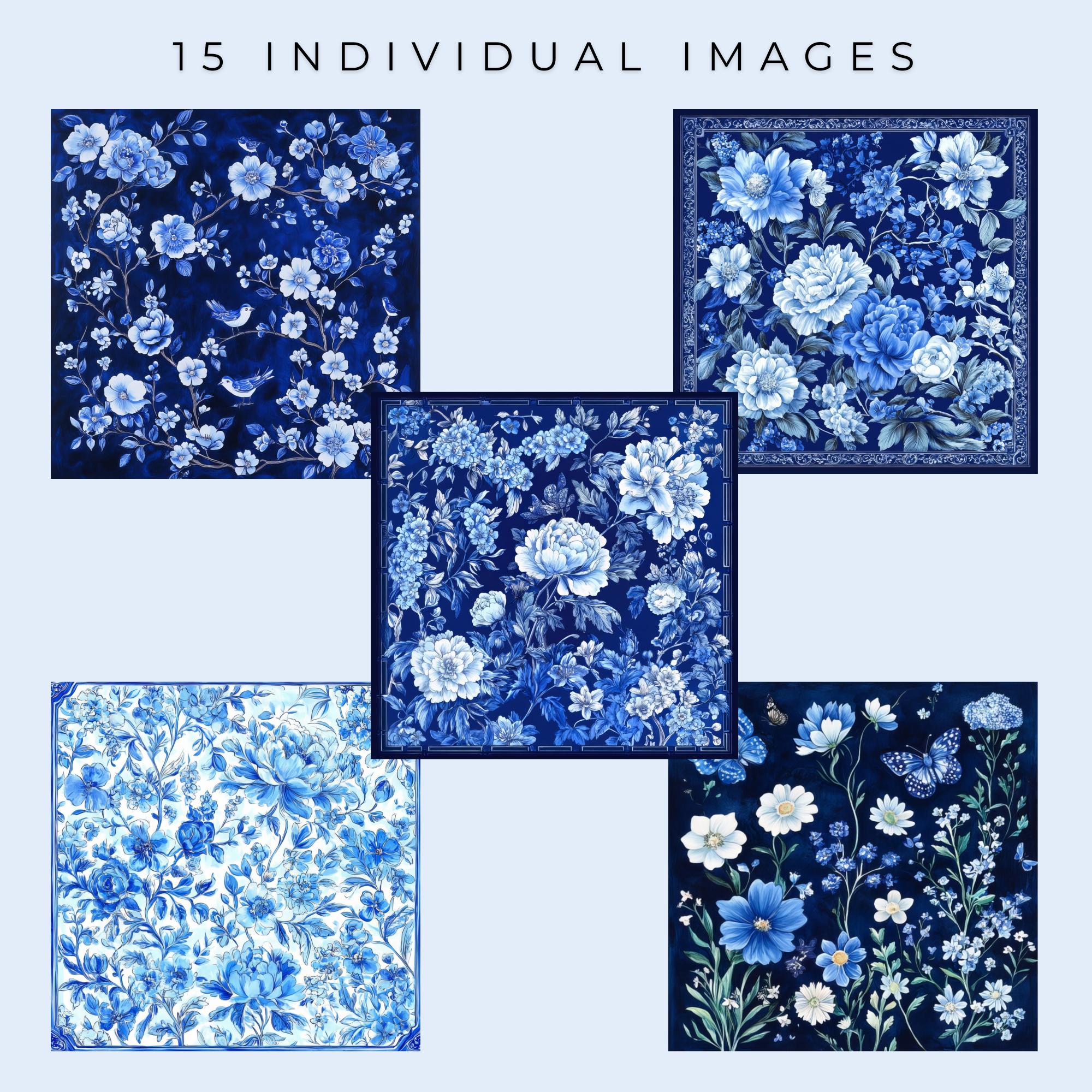 Blue Foral Pattern Clipart Seamless Chinoiserie Porcelain Blue Jpgs ...