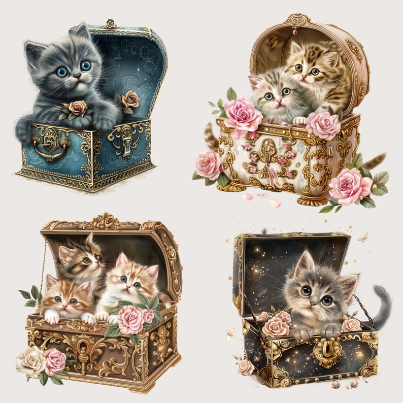 Cute Kitten Clipart Pack Kittens and Flowers Transparent Pngs Kitty ...