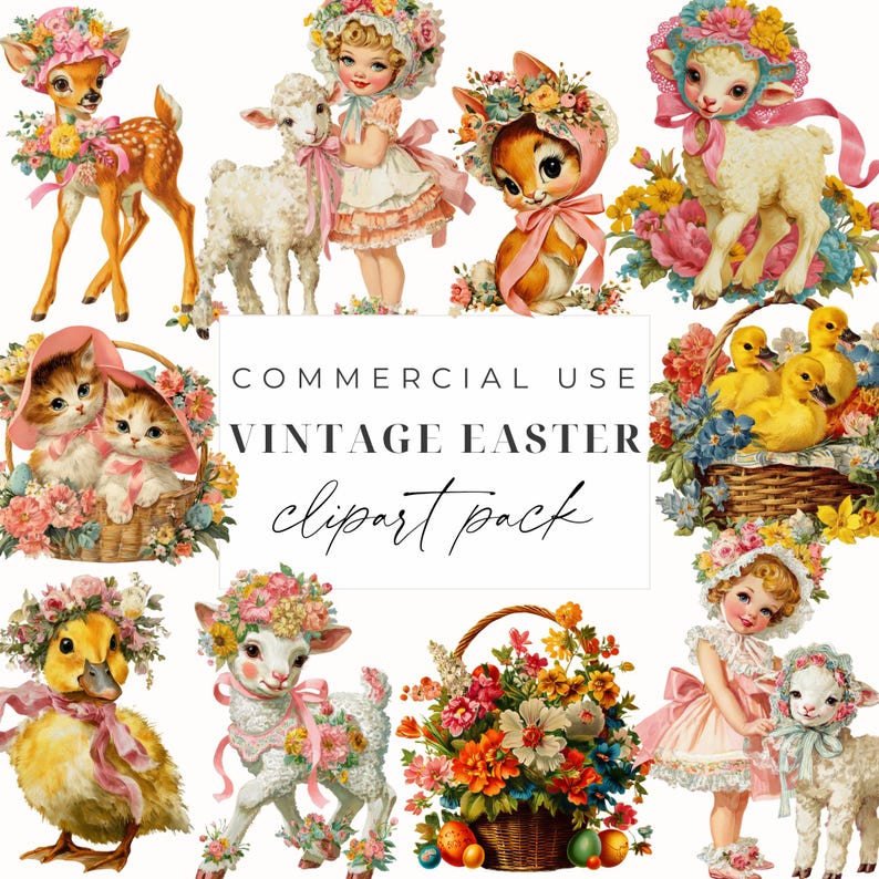 Easter Clipart Bundle Vintage Easter Clipart PNG Spring Floral Easter ...