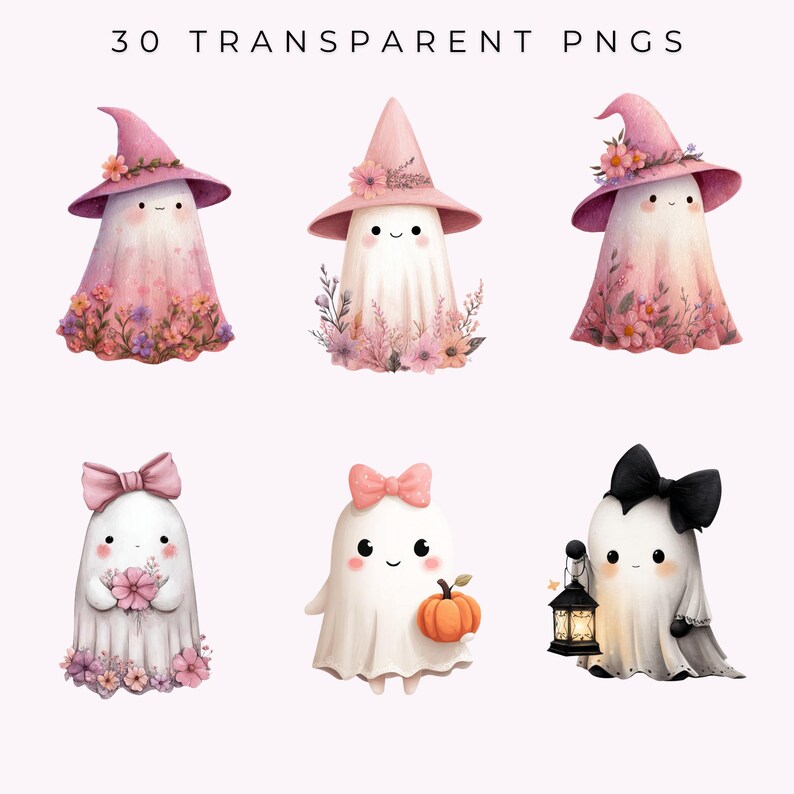Cute Halloween Clipart Set Cute Watercolor Clipart PNG Kids Halloween ...