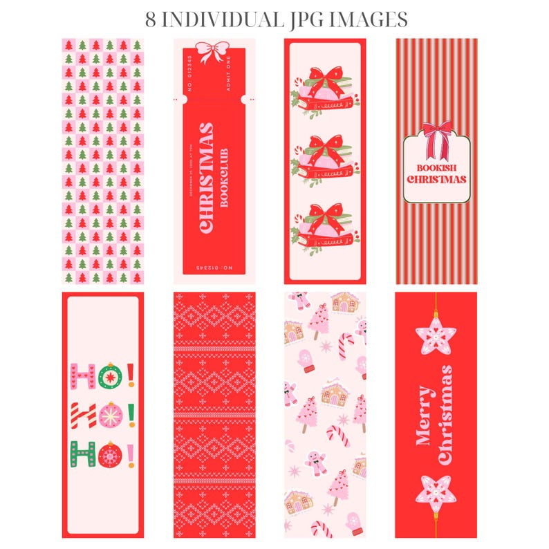 Cute Christmas Printable Bookmarks Pink Christmas Bookmarks Digital ...