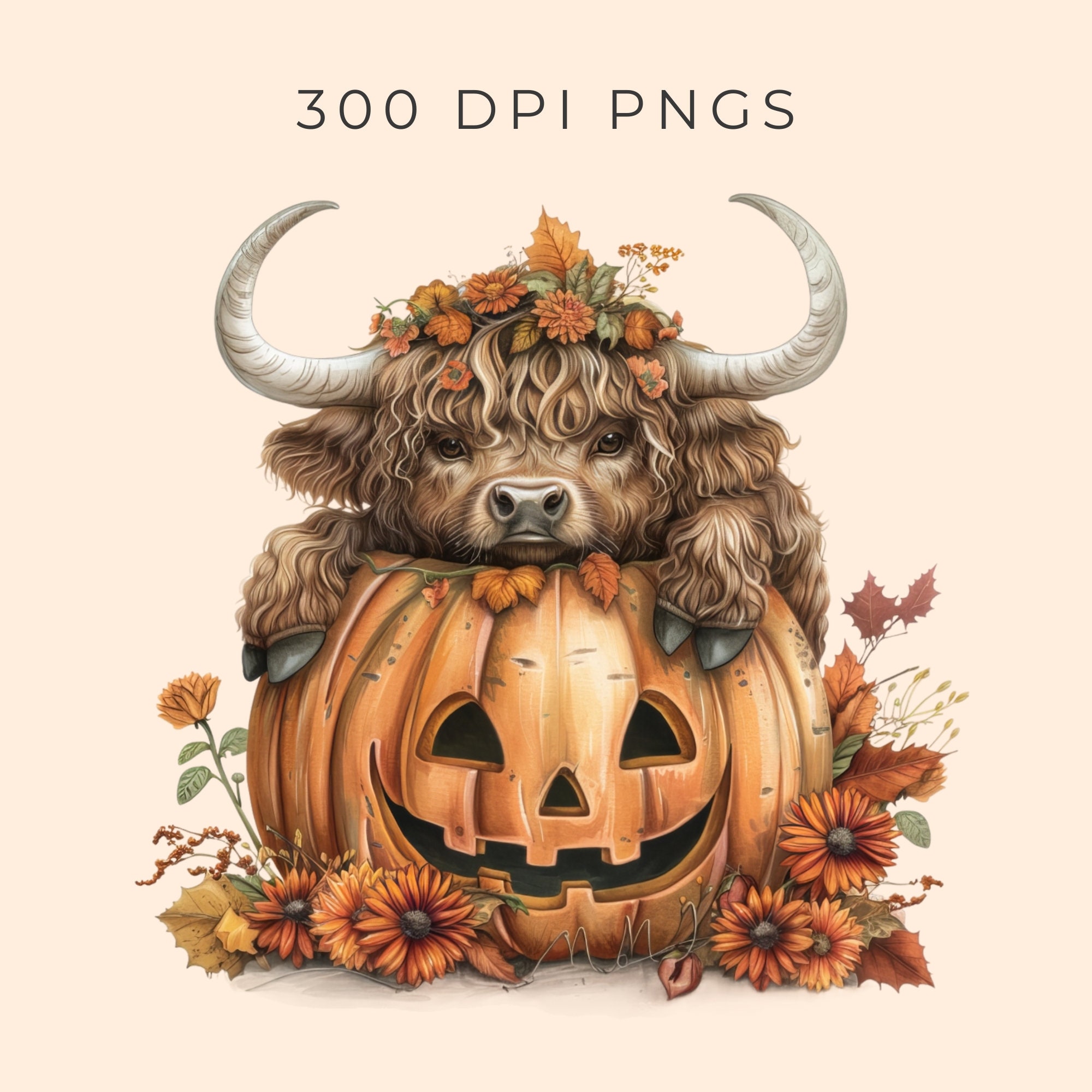 Halloween Highland Cow Clipart Collection Watercolor Halloween Clipart ...