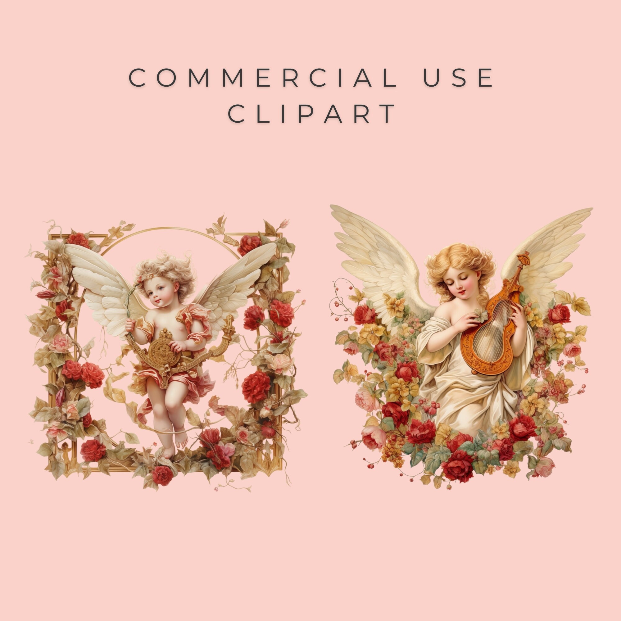 Valentines Cupid Clipart Set, Vintage Cupid Valentines Clipart ...