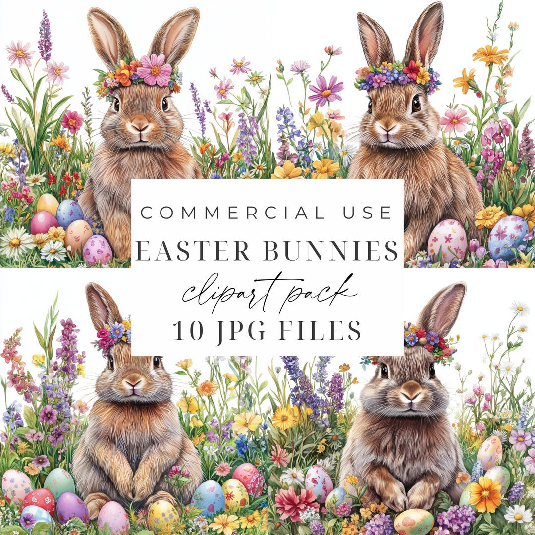 Easter Bunny Clipart Set Easter Clipart Bundle Easter Bunnies With ...