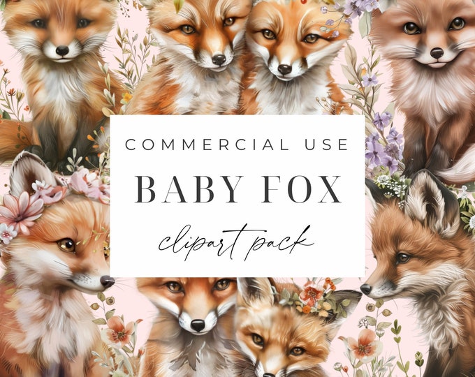 Cute Baby Fox Watercolor Clipart Bundle, Funny Fox Clipart, Sublimation ...