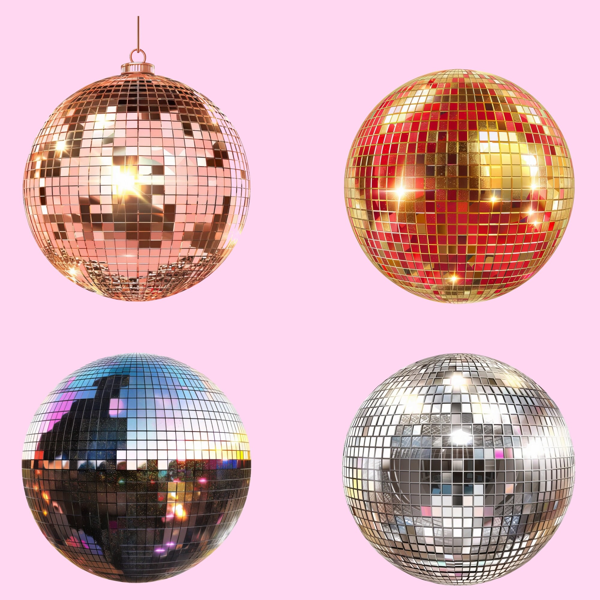 Disco Ball Clipart Set Disco Ball Glitter Collection Mirror Balls PNG ...