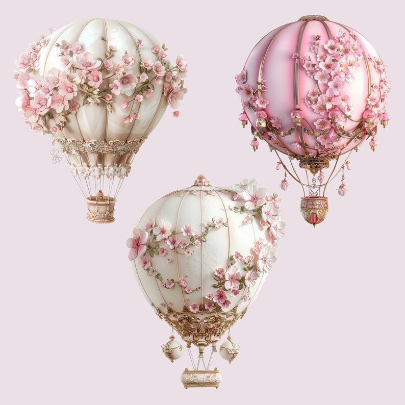 Hot Air Balloon Clipart Blush Pink Hot Air Balloons Balloon Clipart ...