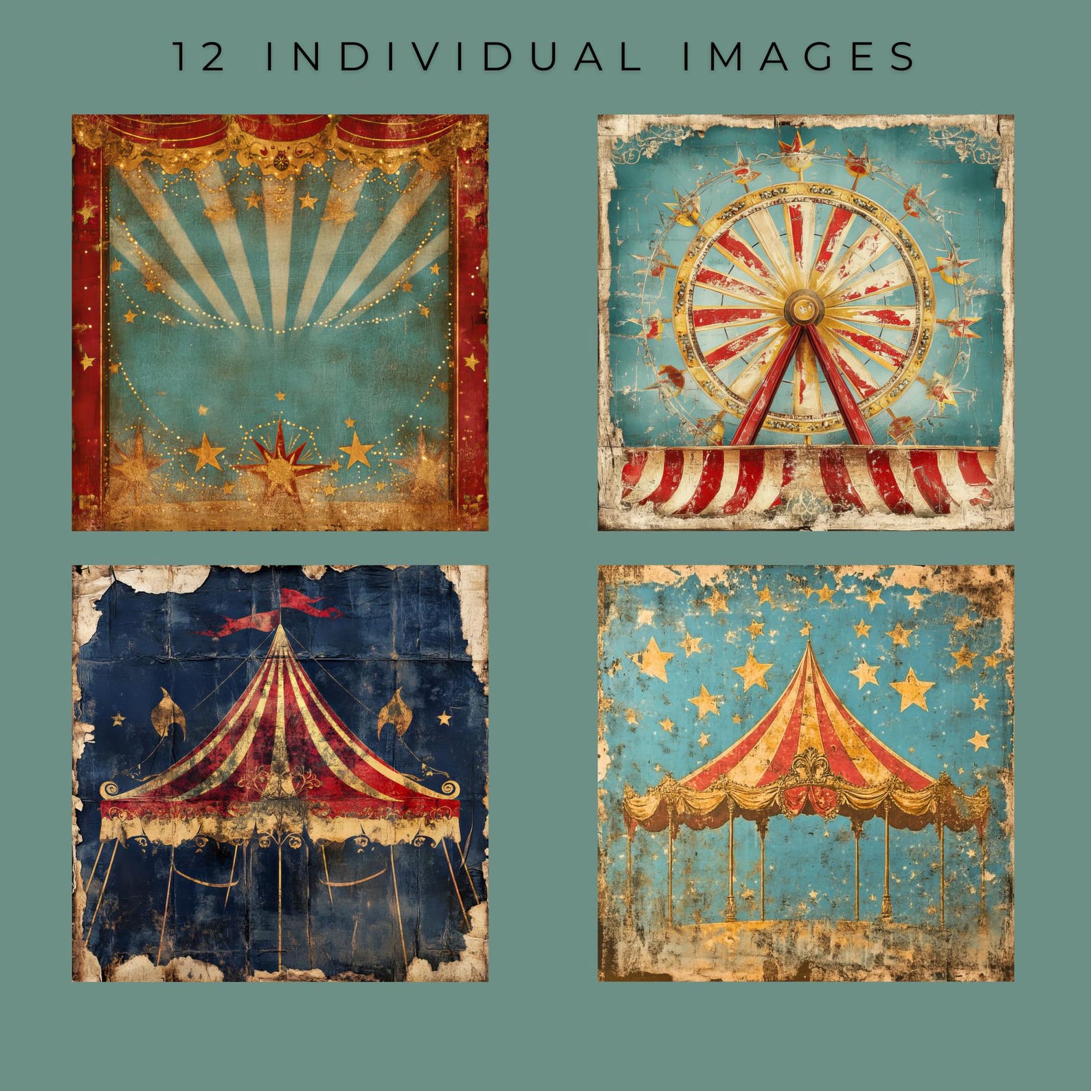Vintage Circus Clipart Bundle Whimsical Circus Backgrounds JPG Circus ...
