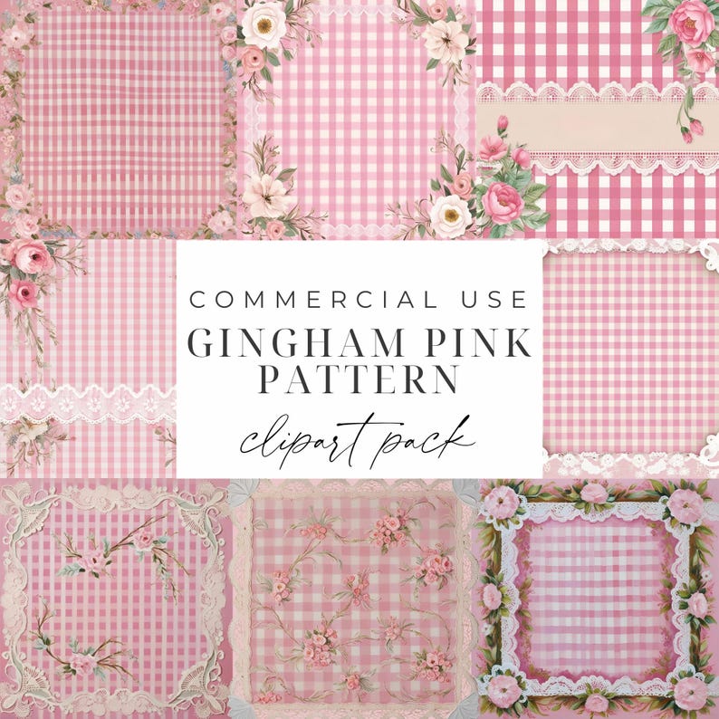 Pink and White Gingham Pattern Clipart Pastel Pink Gingham Pattern PNG ...