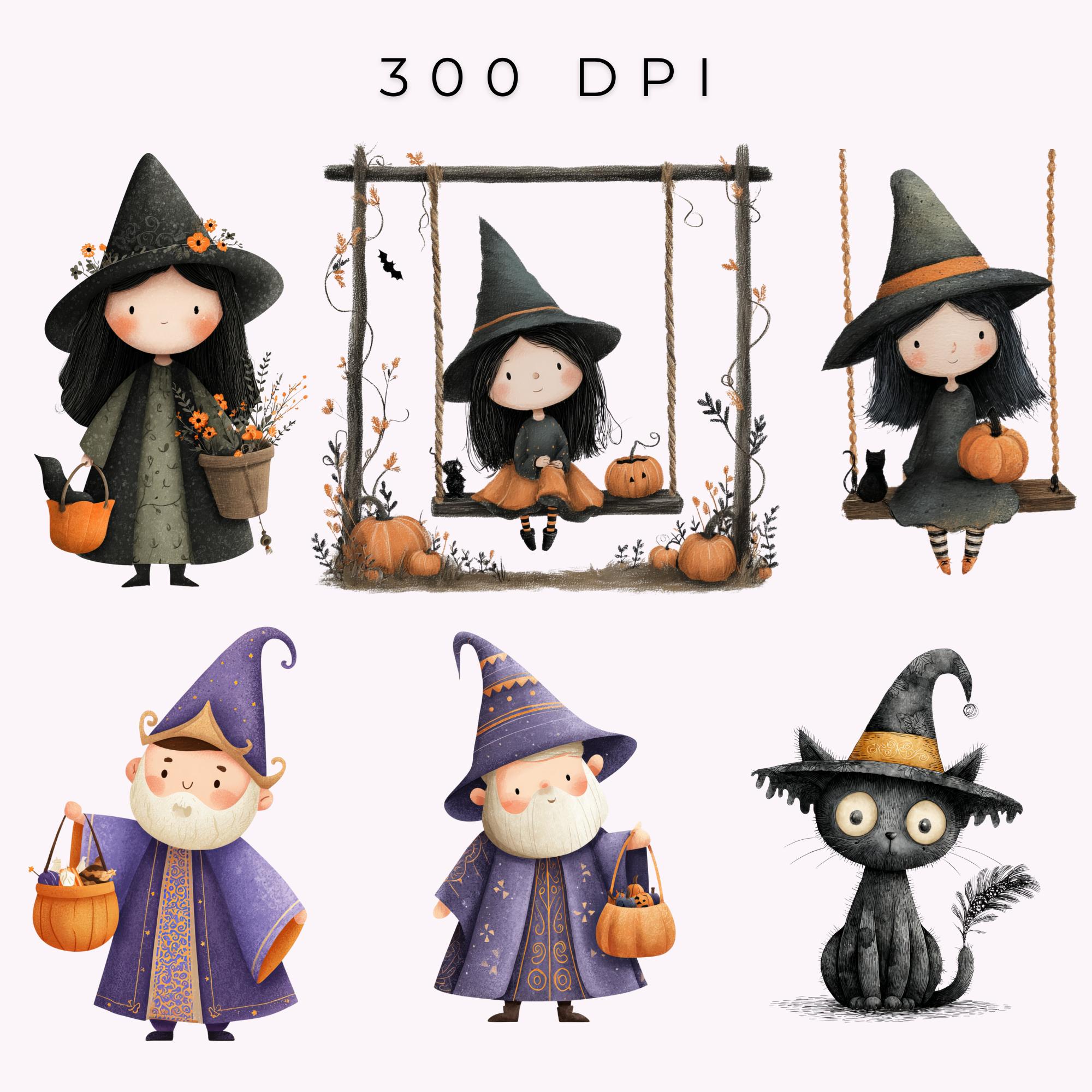 Cute Halloween Clipart Set Cute Watercolor Clipart PNG Kids Halloween ...