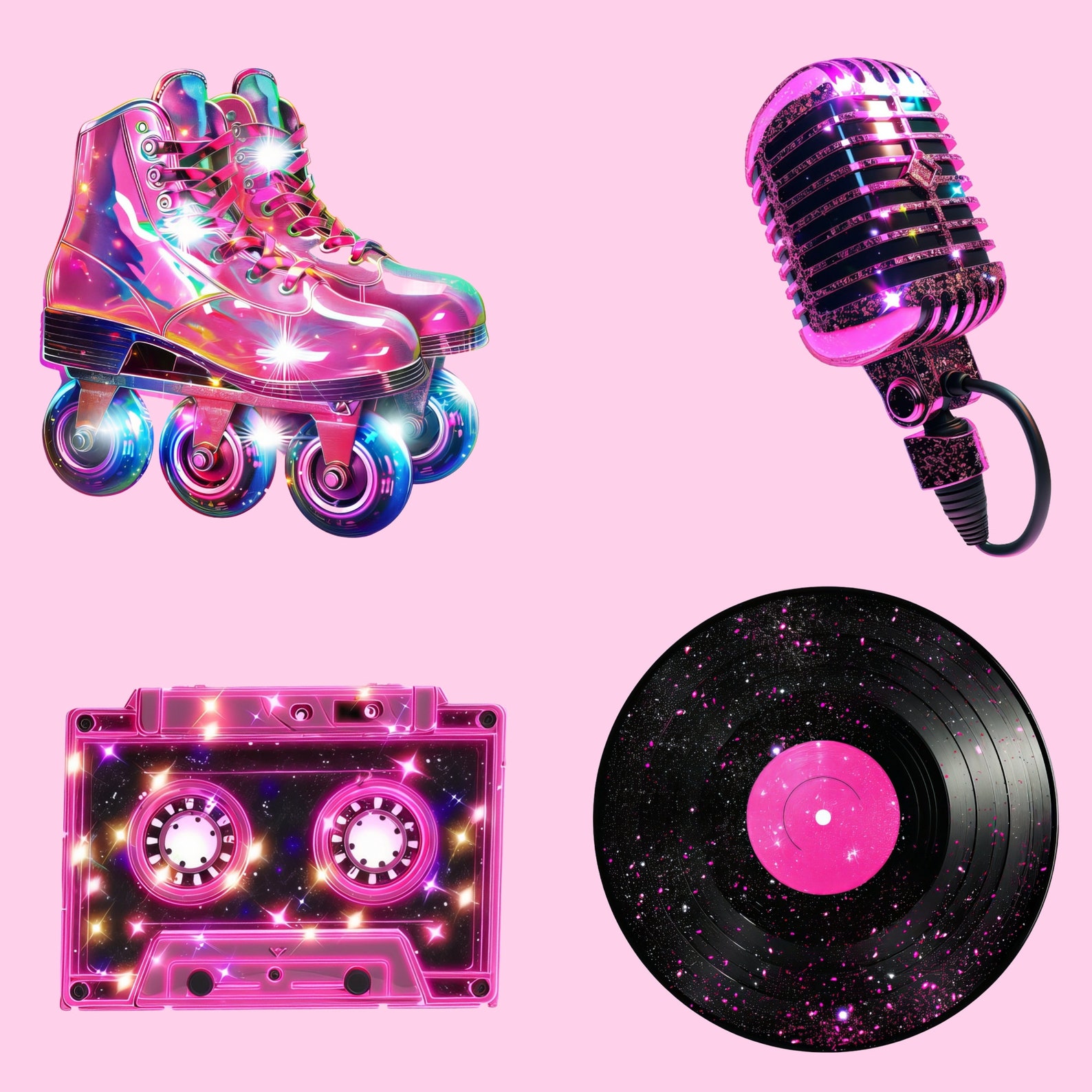 80's Retro Clipart Set 80's Neon Clipart Digital Download Disco Clipart ...