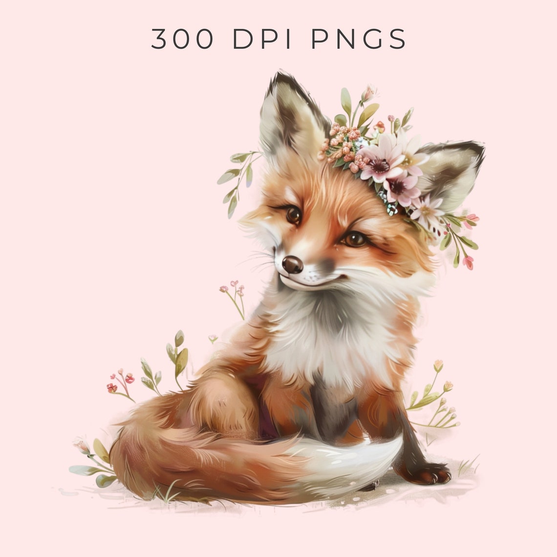 Cute Fox Clipart Bundle Floral Fox Clipart Watercolor Fox PNG Woodland ...