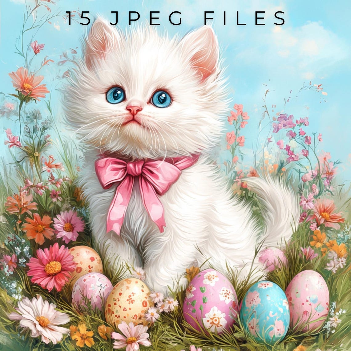 15 Easter Kittens Clipart Bundle Easter Clipart Spring Kittens and ...