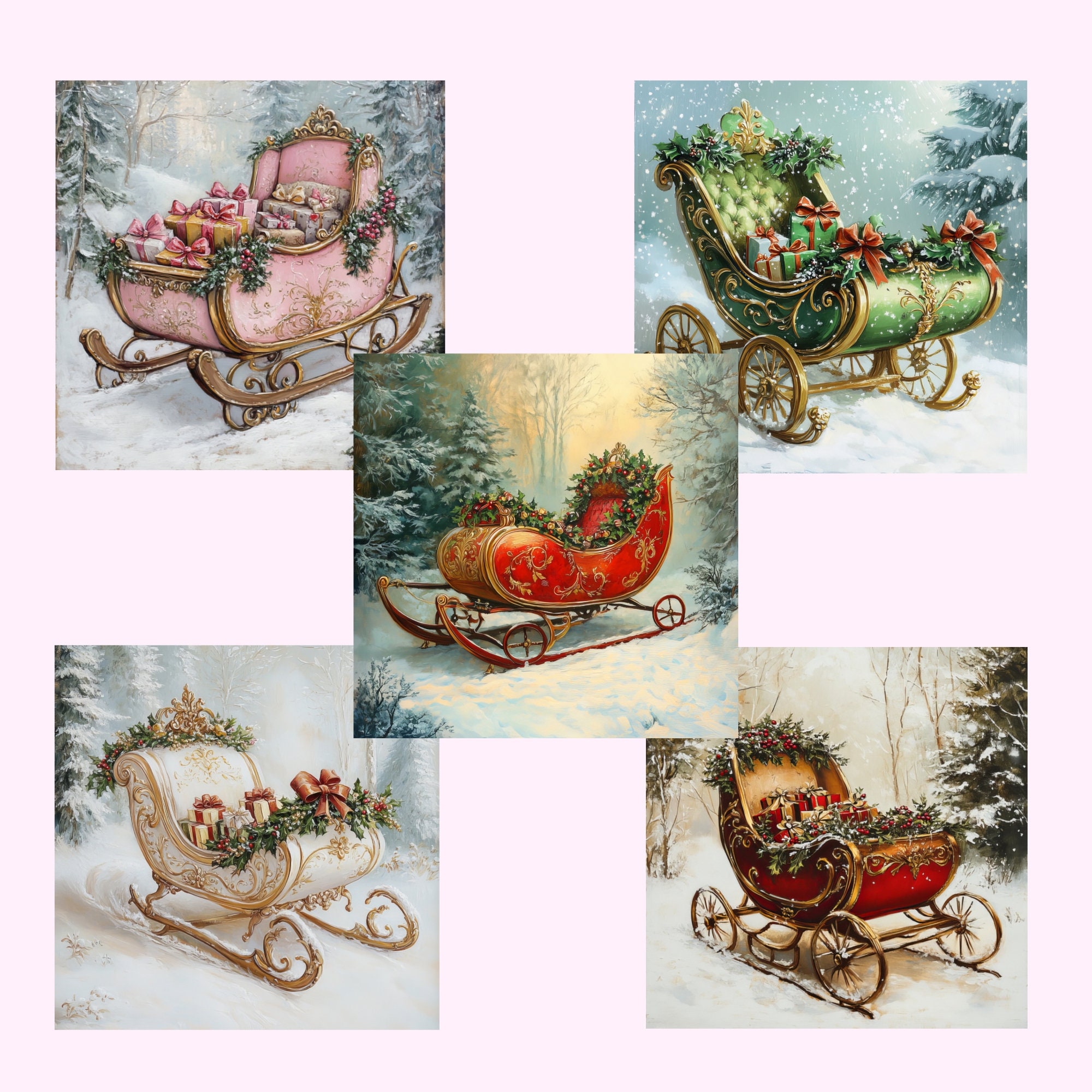 Christmas Sleigh Clipart Santa Sleigh Clipart Jpgs Traditional ...