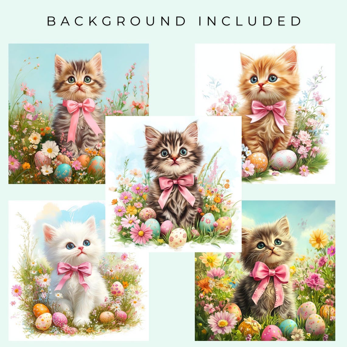 15 Easter Kittens Clipart Bundle Easter Clipart Spring Kittens and ...