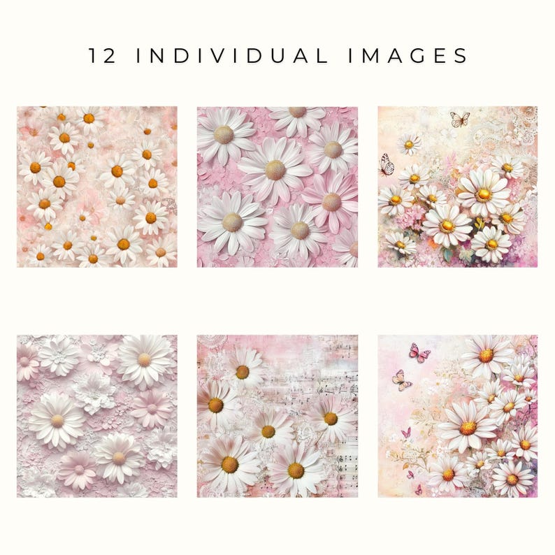 Daisy Flowers Digital Paper Pastel Daisy Pattern JPG Printable Daisies ...