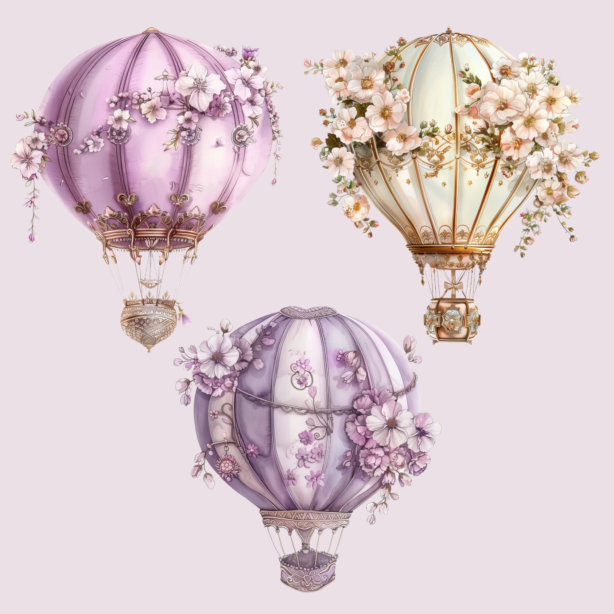 Hot Air Balloon Clipart Blush Pink Hot Air Balloons Balloon Clipart ...