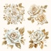 White and Gold Floral Clipart Set White Gold Flowers PNG Gold Floral ...