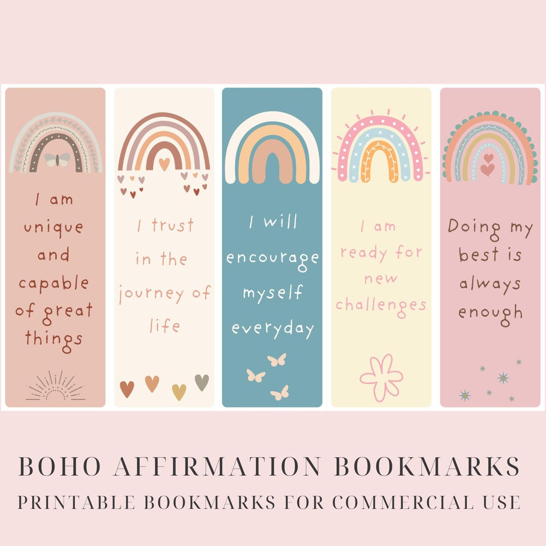 Affirmation Printable Bookmarks Boho Bookmarks Digital Download ...