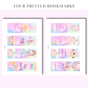 Cute Printable Unicorn Bookmarks Digital Download JPG Kids Bookmarks ...