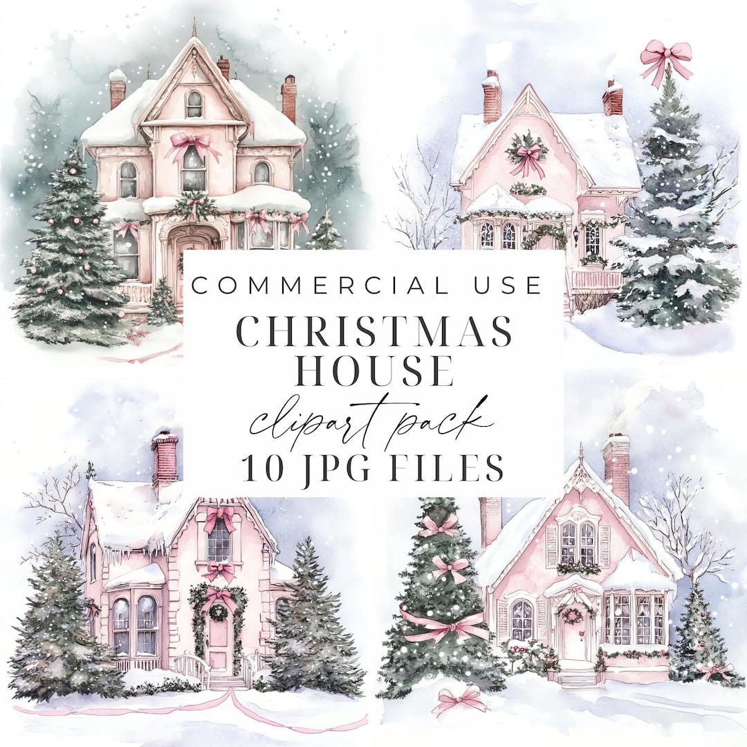 Christmas House Clipart 10 Watercolor Christmas Cozy House Winter ...