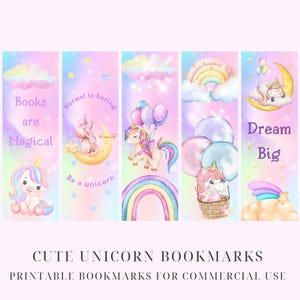 Cute Printable Unicorn Bookmarks Digital Download JPG Kids Bookmarks ...