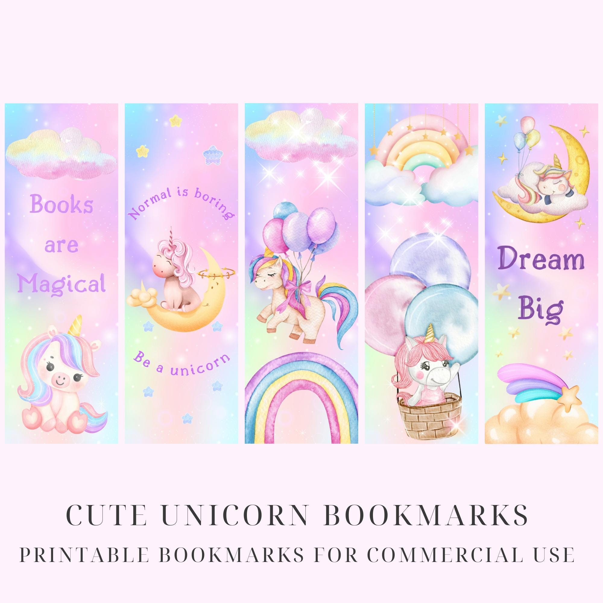 Cute Printable Unicorn Bookmarks Digital Download JPG Kids Bookmarks ...